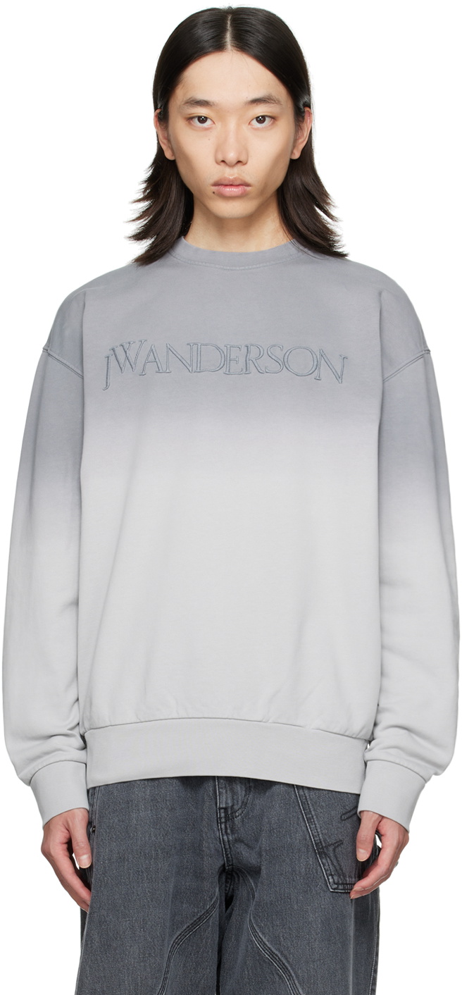 JW Anderson Gray Embroidered-Logo Gradient Sweatshirt JW Anderson