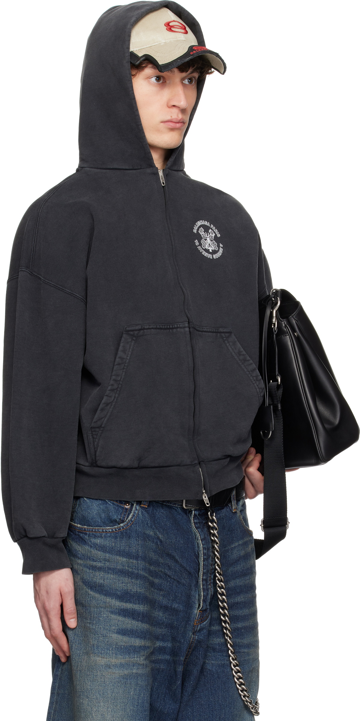 Balenciaga Black Key Crest Molleton Archetype Zip-Up Hoodie Balenciaga