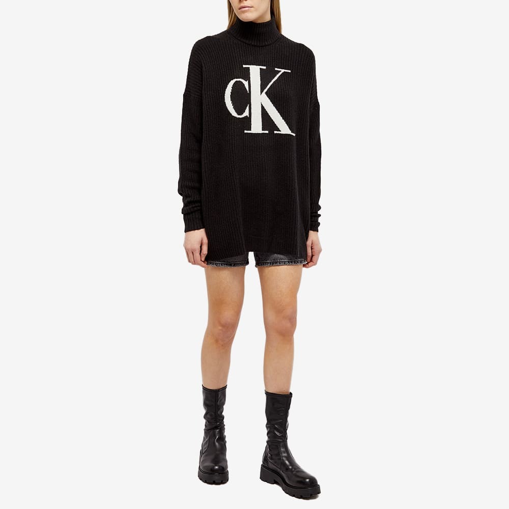 Calvin Klein Women's Oversized CK Sweater in Black Calvin Klein