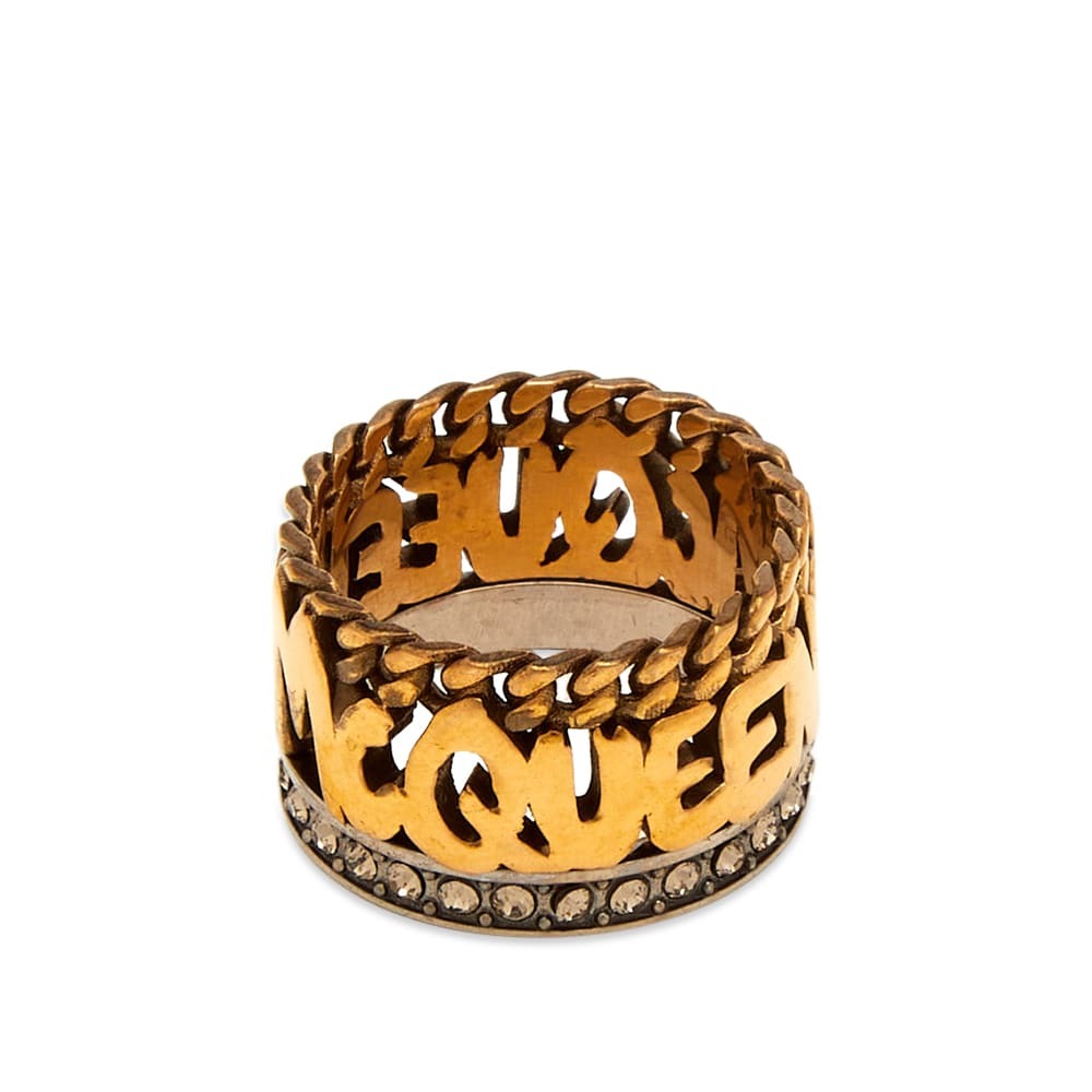 Alexander McQueen Women's Graffiti Logo Ring in Greige Alexander McQueen
