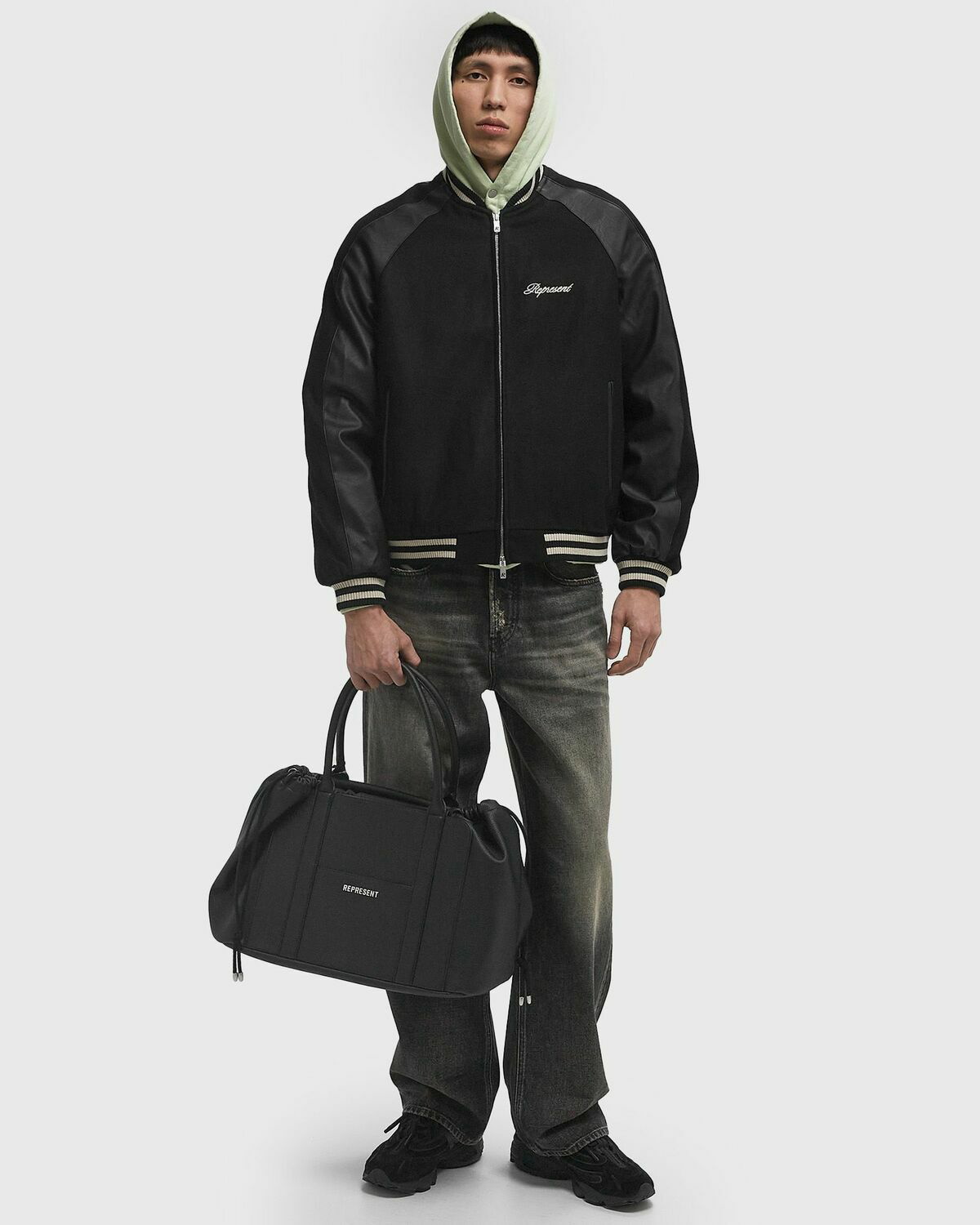 Represent RAGLAN VARSITY JACKET Black Mens Bomber Jacket Represent