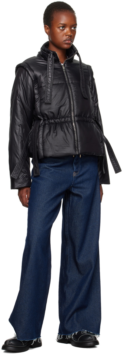 GANNI Black Embroidered Puffer Jacket GANNI