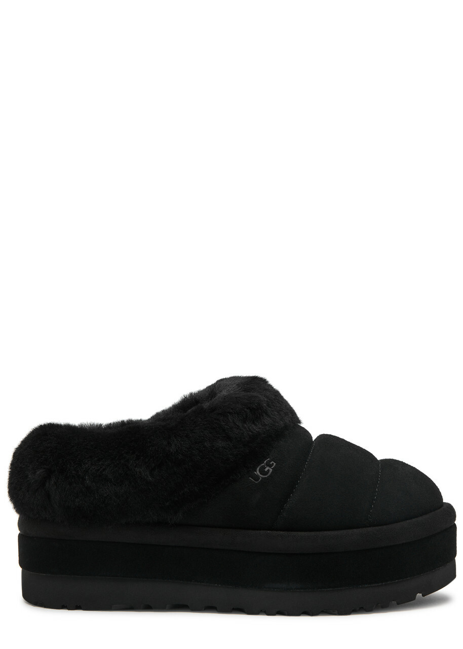 Ugg Tazzlita Suede Flatform Mules Black Ugg