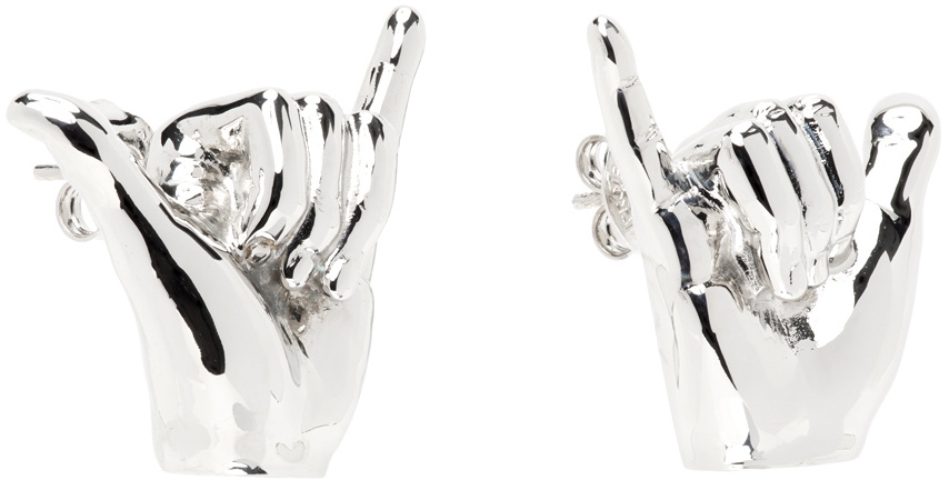 Y/Project Silver Mini Shaka Earrings Y/Project
