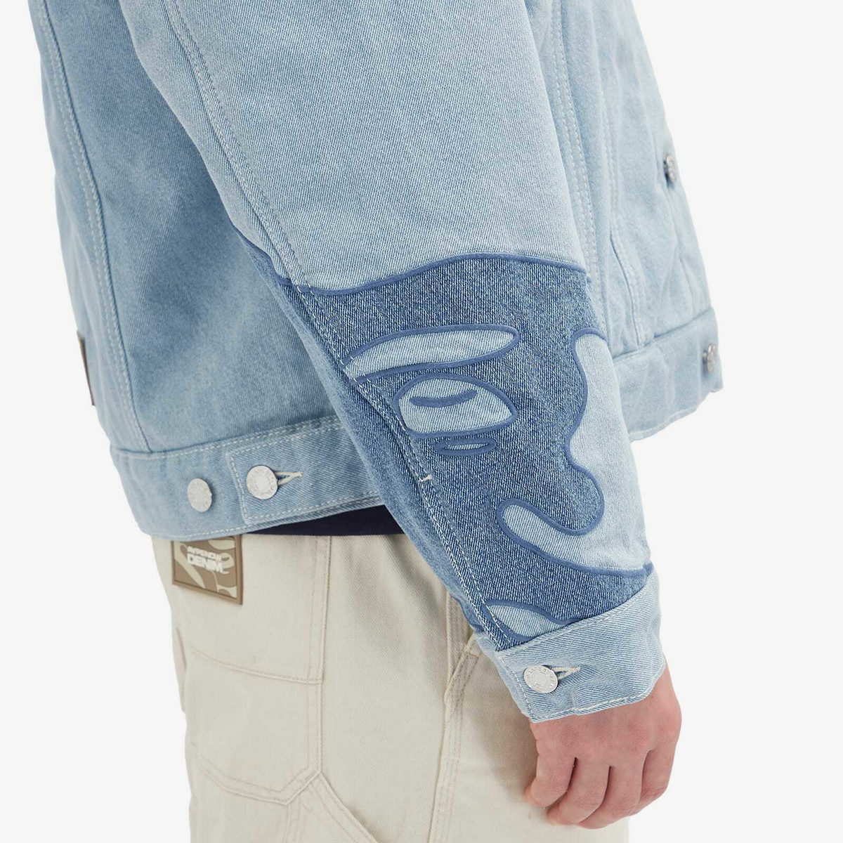 Men's AAPE Padded Denim Jacket in Light Blue AAPE by A Bathing Ape