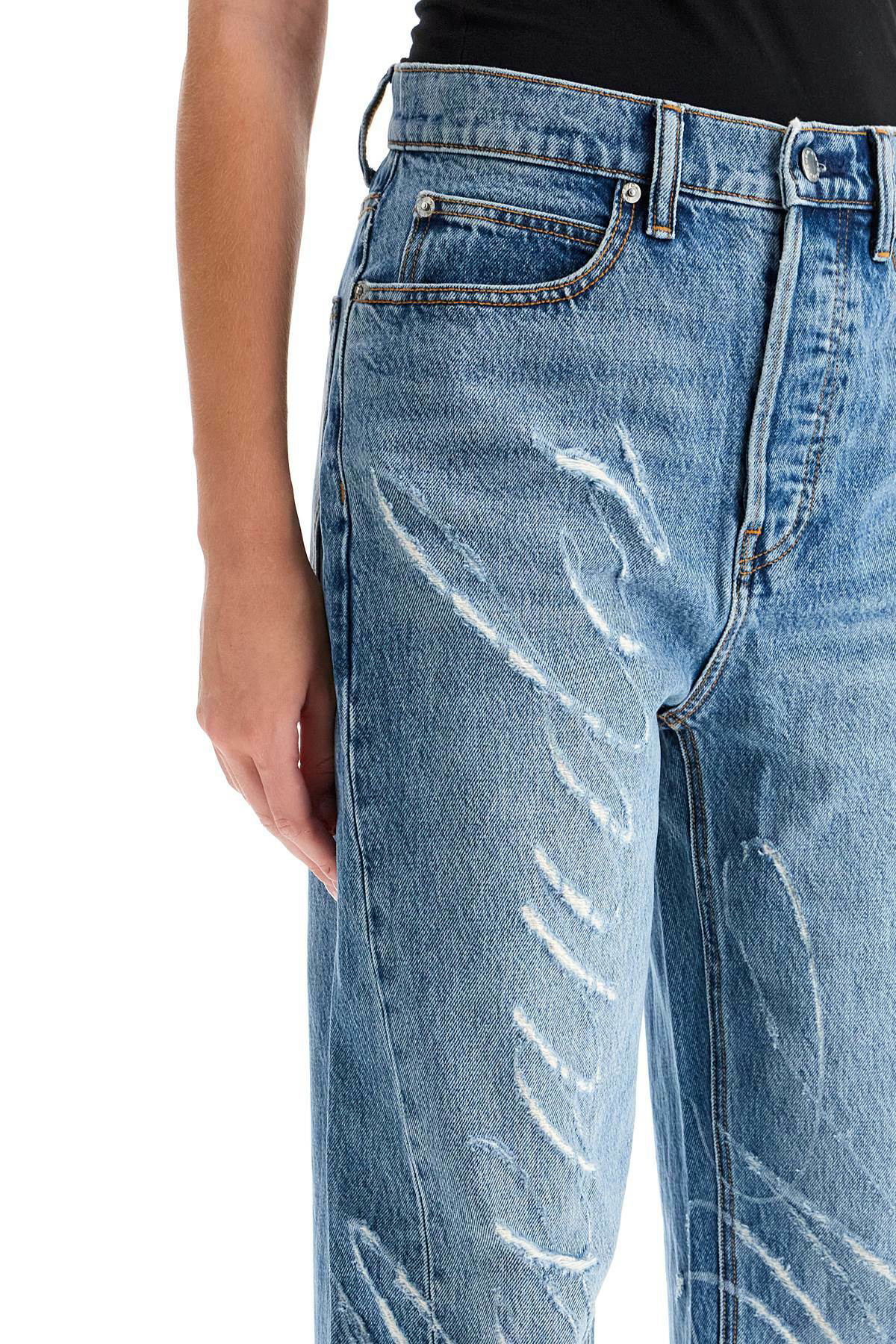 ALEXANDER WANG distressed jeans with lettering logo Light blue ...