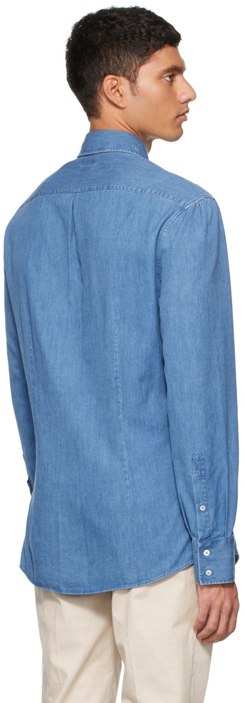 Brunello Cucinelli Blue Denim Effect Shirt Brunello Cucinelli