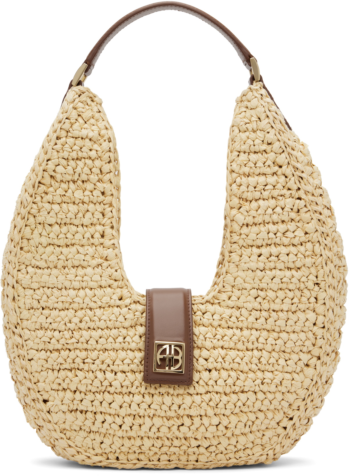 ANINE BING Beige & Brown Lou Monogram Bag ANINE BING