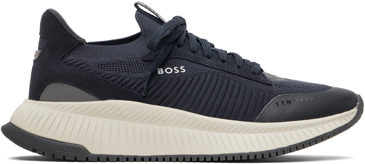 BOSS Navy TTNM EVO Knitted Sneakers BOSS