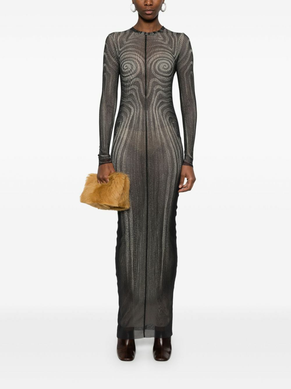 Jean Paul Gaultier Black Printed Mesh Maxi Dress Jean Paul Gaultier