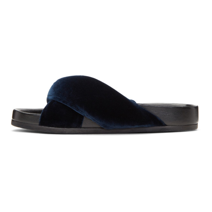 Chloe Blue Velvet Nolan Slides Chloe