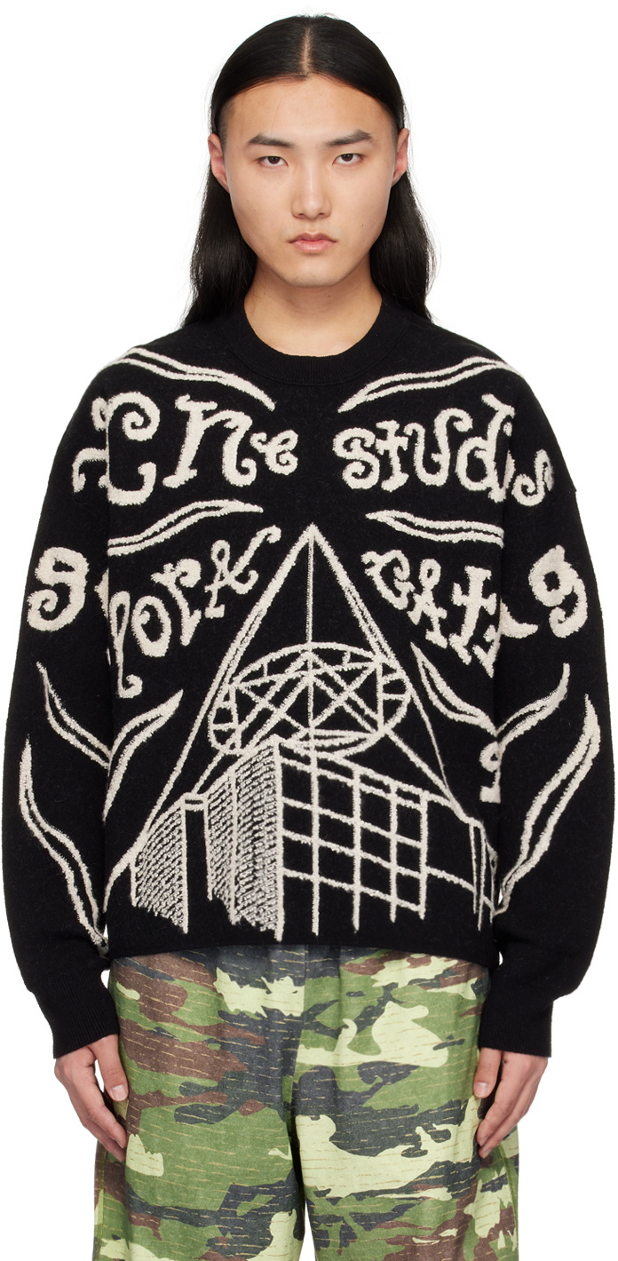 Acne Studios Black Jacquard Sweater Acne Studios