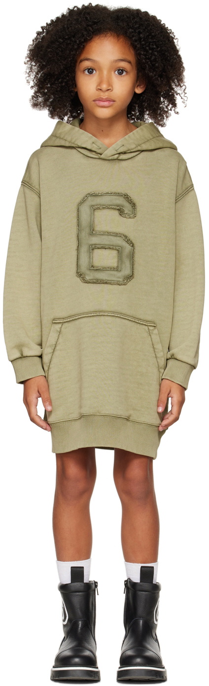 MM6 Maison Margiela Kids Khaki Logo Hoodie Dress MM6 Maison Margiela