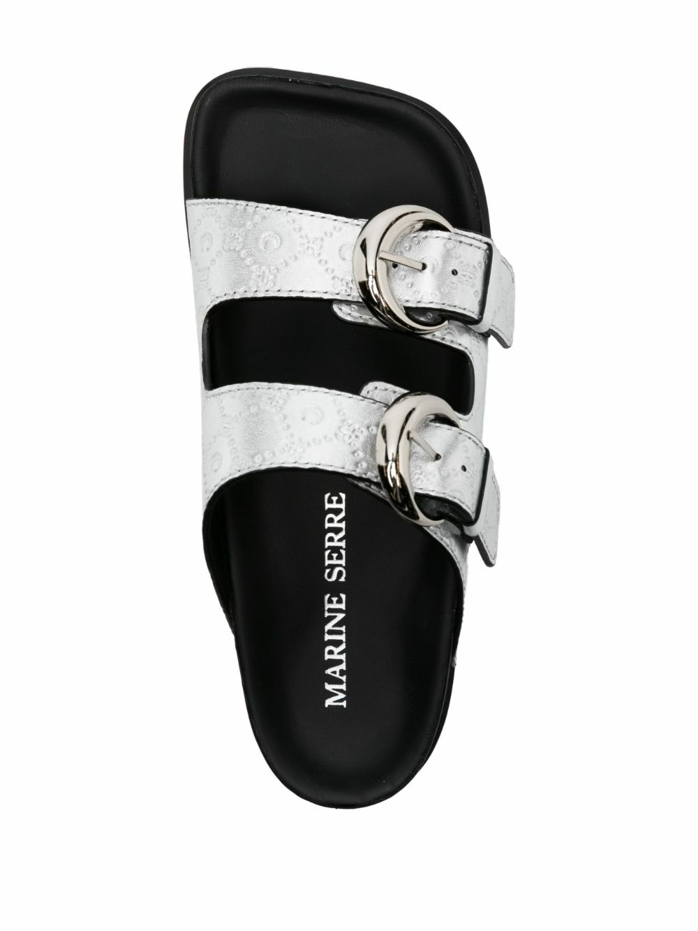 Marine Serre Silver-Tone MS Ground Leather Sandals Marine Serre