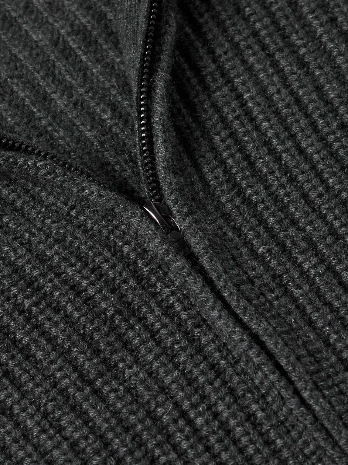 Nili Lotan - Ribbed-Knit Zip-Up Cardigan - Gray Nili Lotan