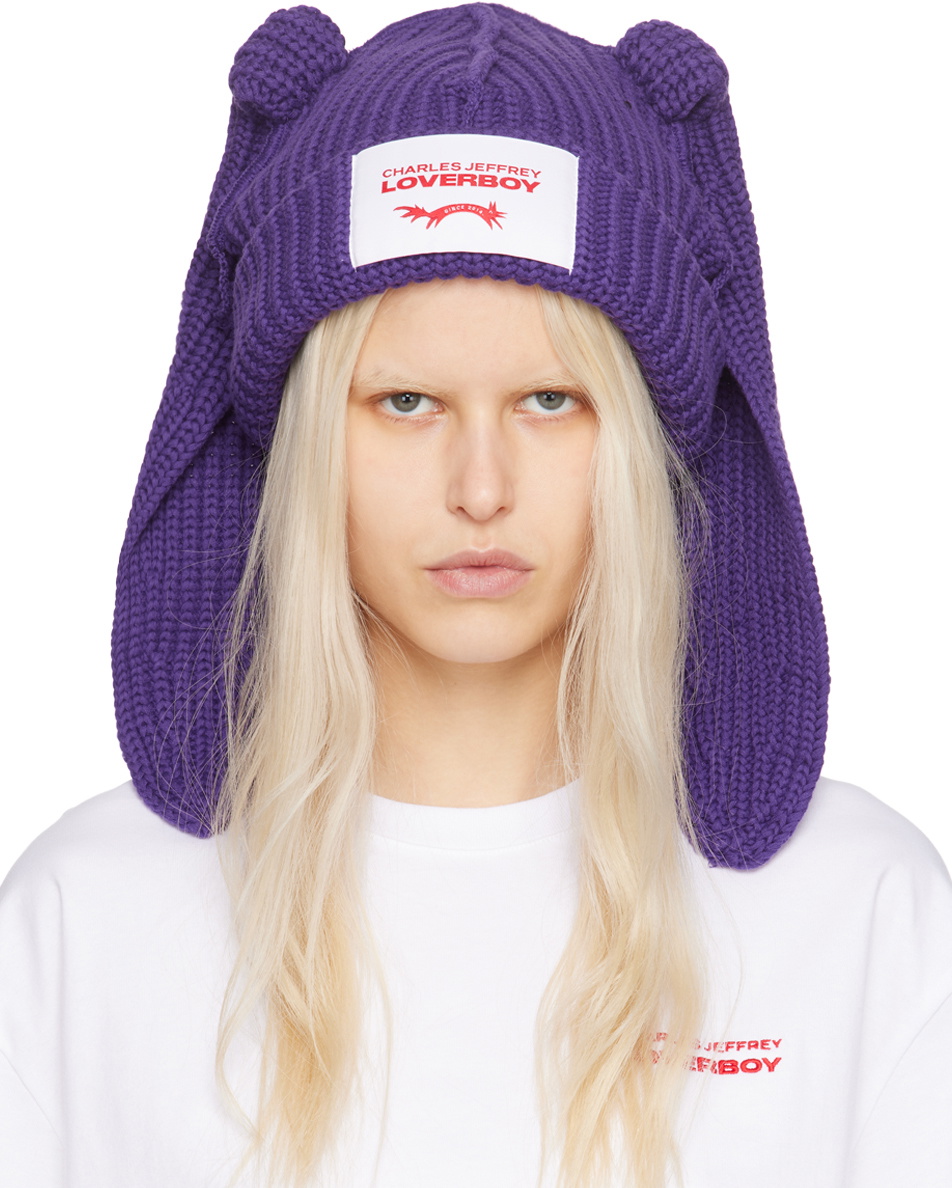 Charles Jeffrey LOVERBOY Purple Chunky Rabbit Beanie Charles Jeffrey ...