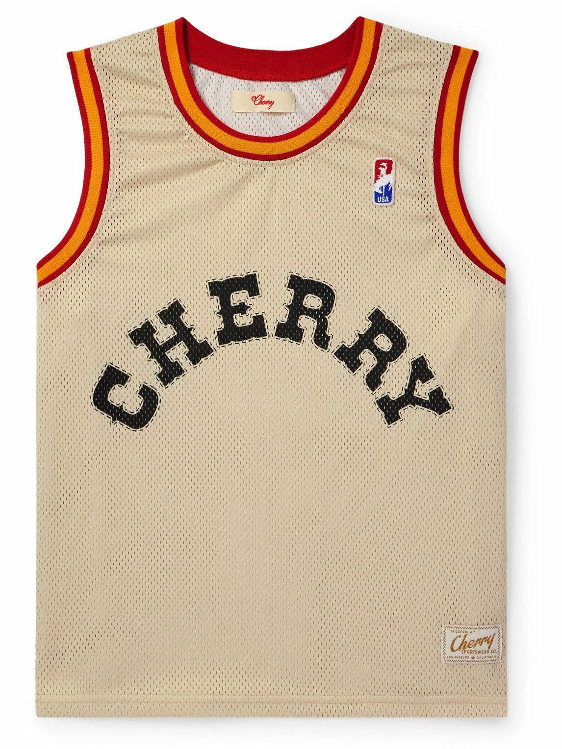 Cherry Los Angeles - Logo-Print Appliquéd Webbing-Trimmed Mesh Tank Top ...