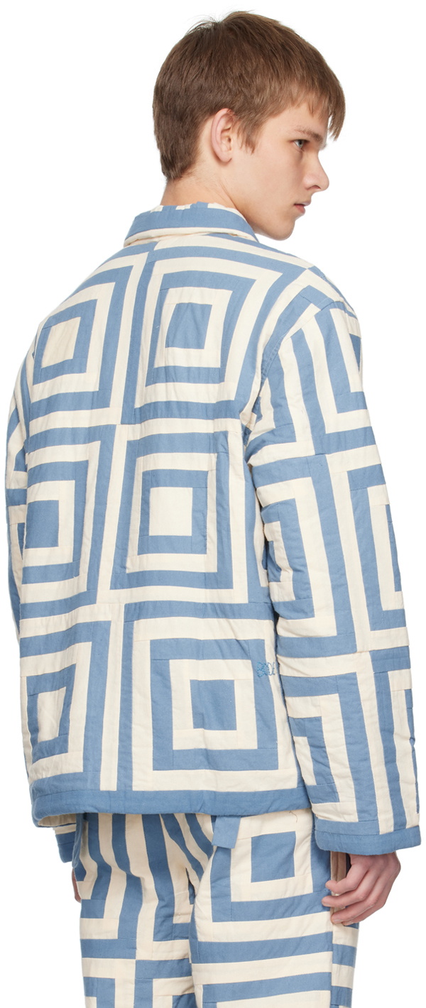Bode Blue & Off-White House Steps Reversible Jacket Bode