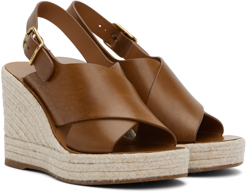 Chloé Brown Pary Wedge Espadrilles Chloe