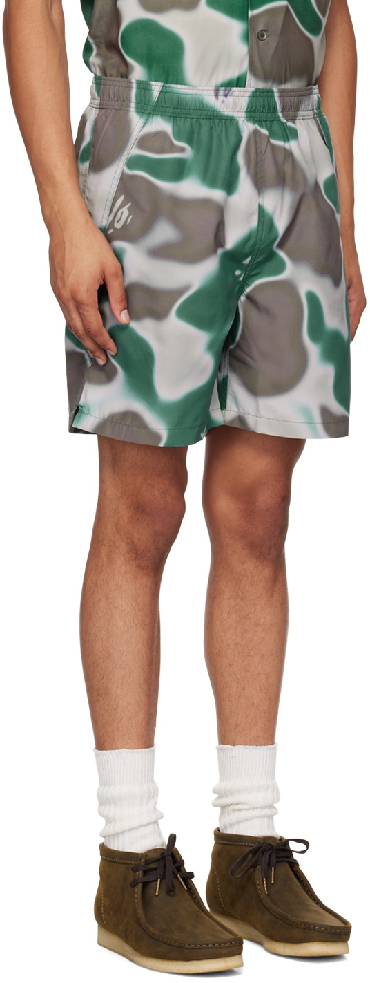 BAPE Green & Gray Liquid Camo One Point Swim Shorts A Bathing Ape