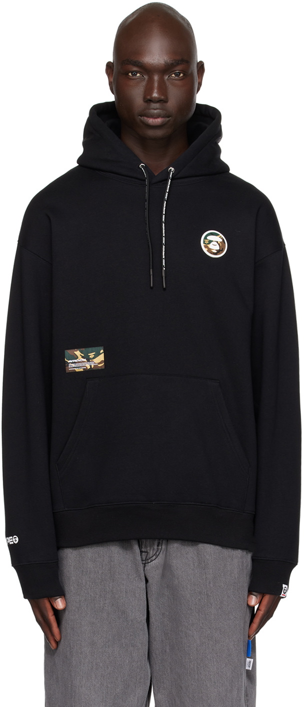 AAPE by A Bathing Ape Black Logo Patch Hoodie AAPE by A Bathing Ape