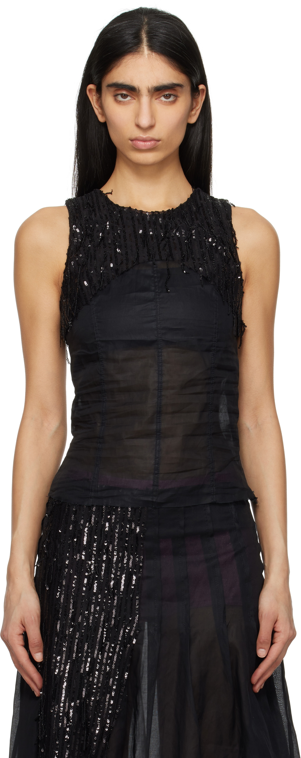 Edward Cuming Black Dripping Sensible Tank Top Edward Cuming