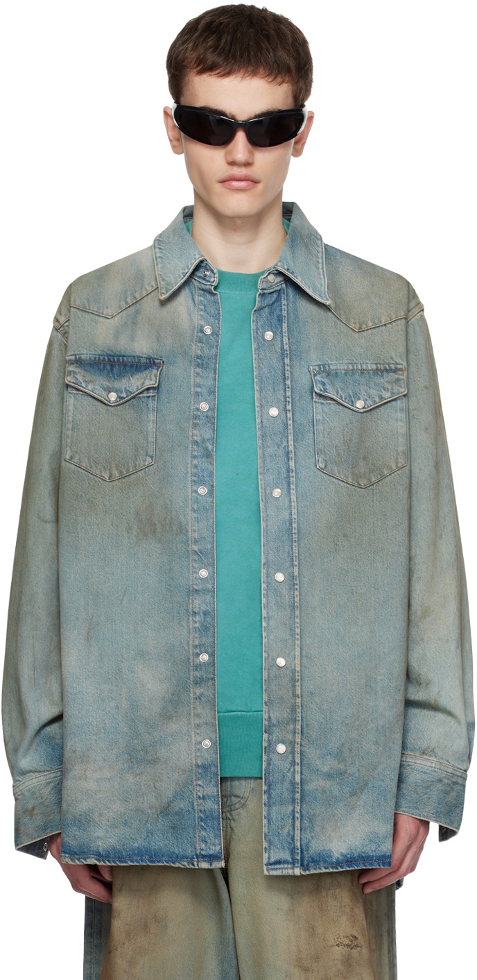 Acne Studios Blue Press-Stud Denim Shirt Acne Studios