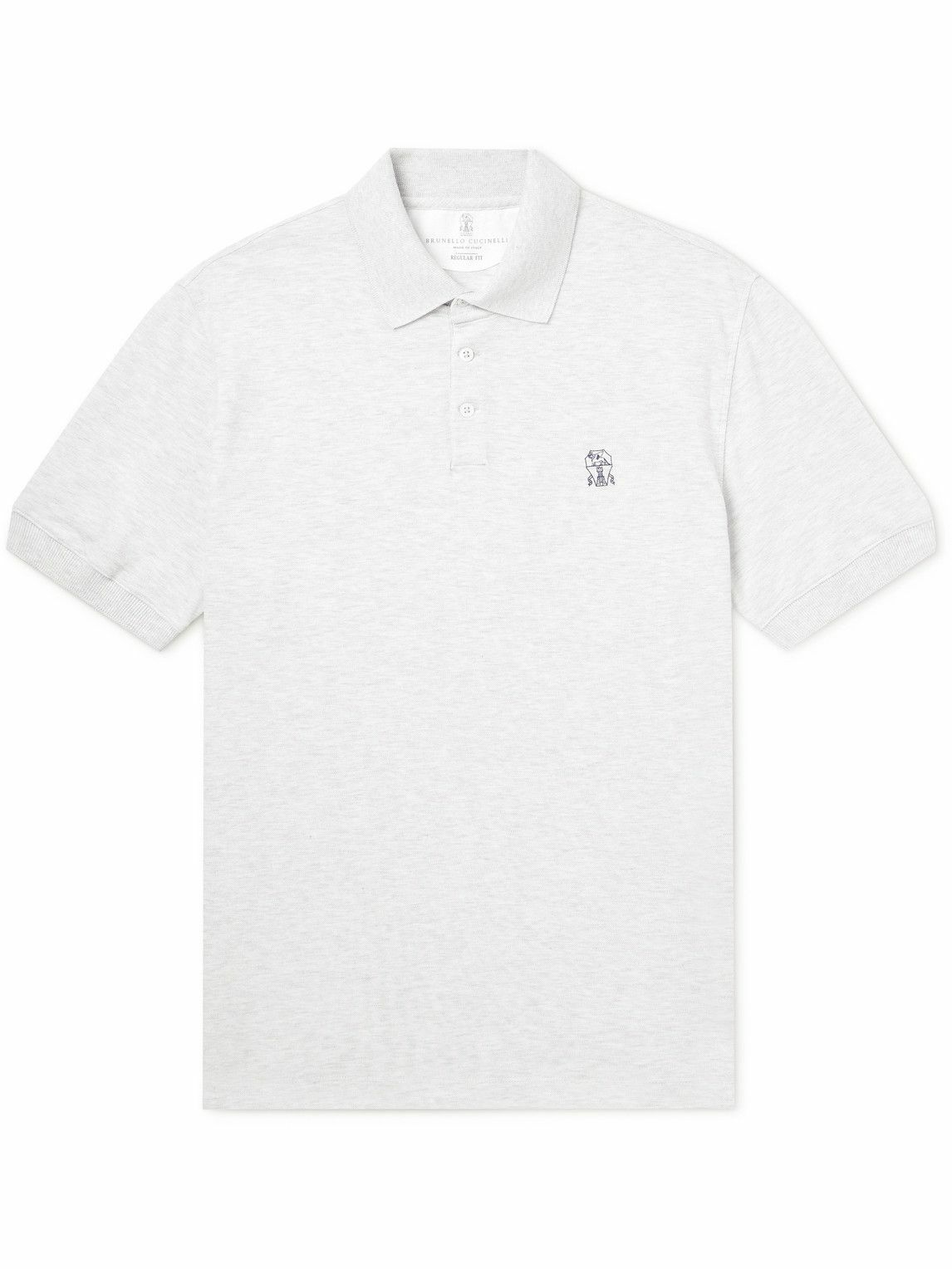 Brunello Cucinelli - Logo-Embroidered Cotton-Piqué Polo Shirt - White ...