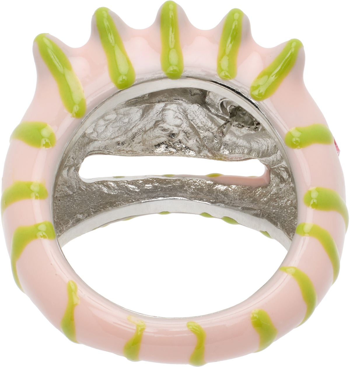 Collina Strada Pink & Green Stripe Liberty Frog Ring Collina Strada