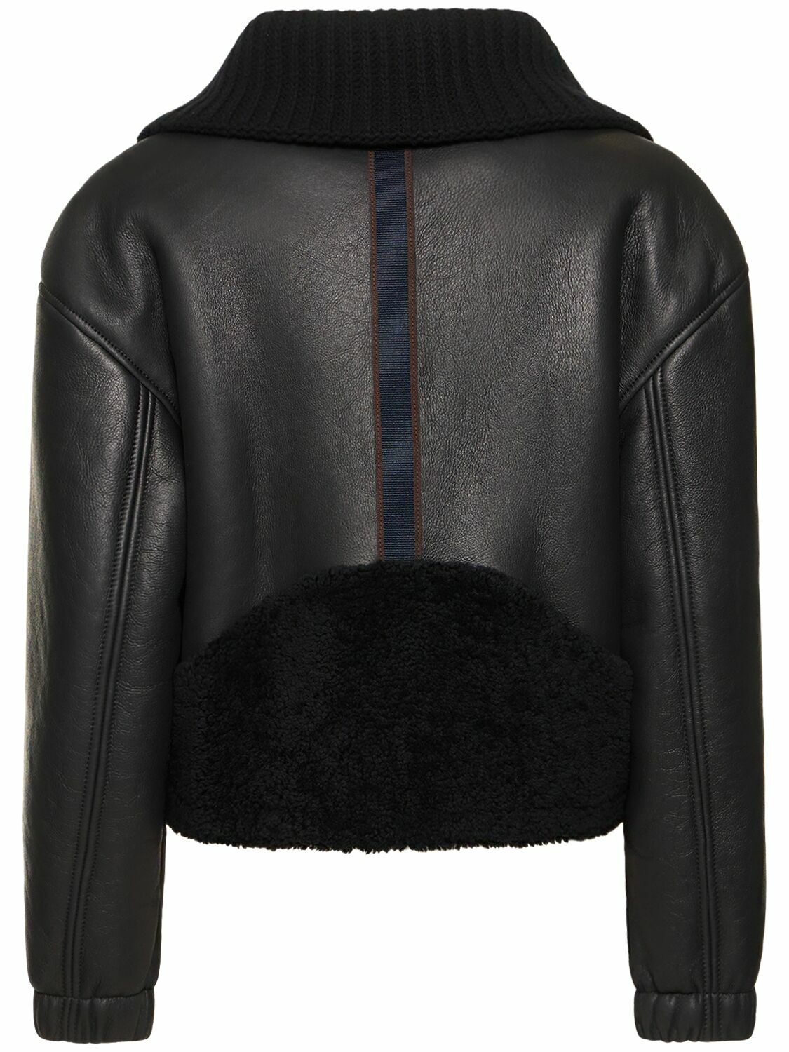 FERRARI - Leather Shearling Jacket W/ Collar Ferrari