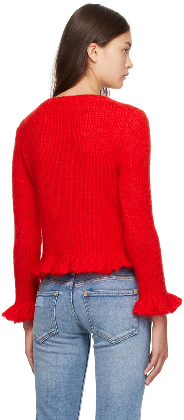 GANNI Red Ruffled Cardigan GANNI