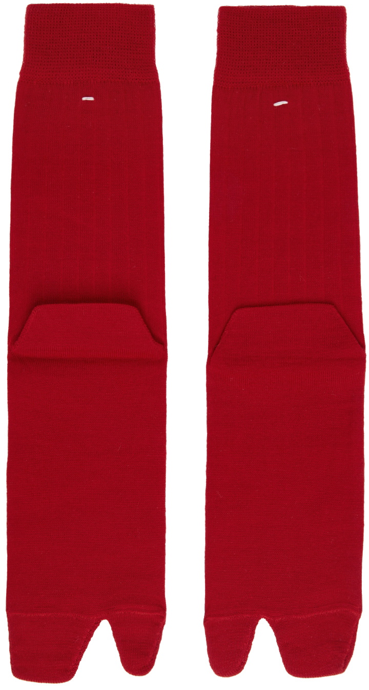 Maison Margiela Red Tabi Bootleg Socks Maison Margiela