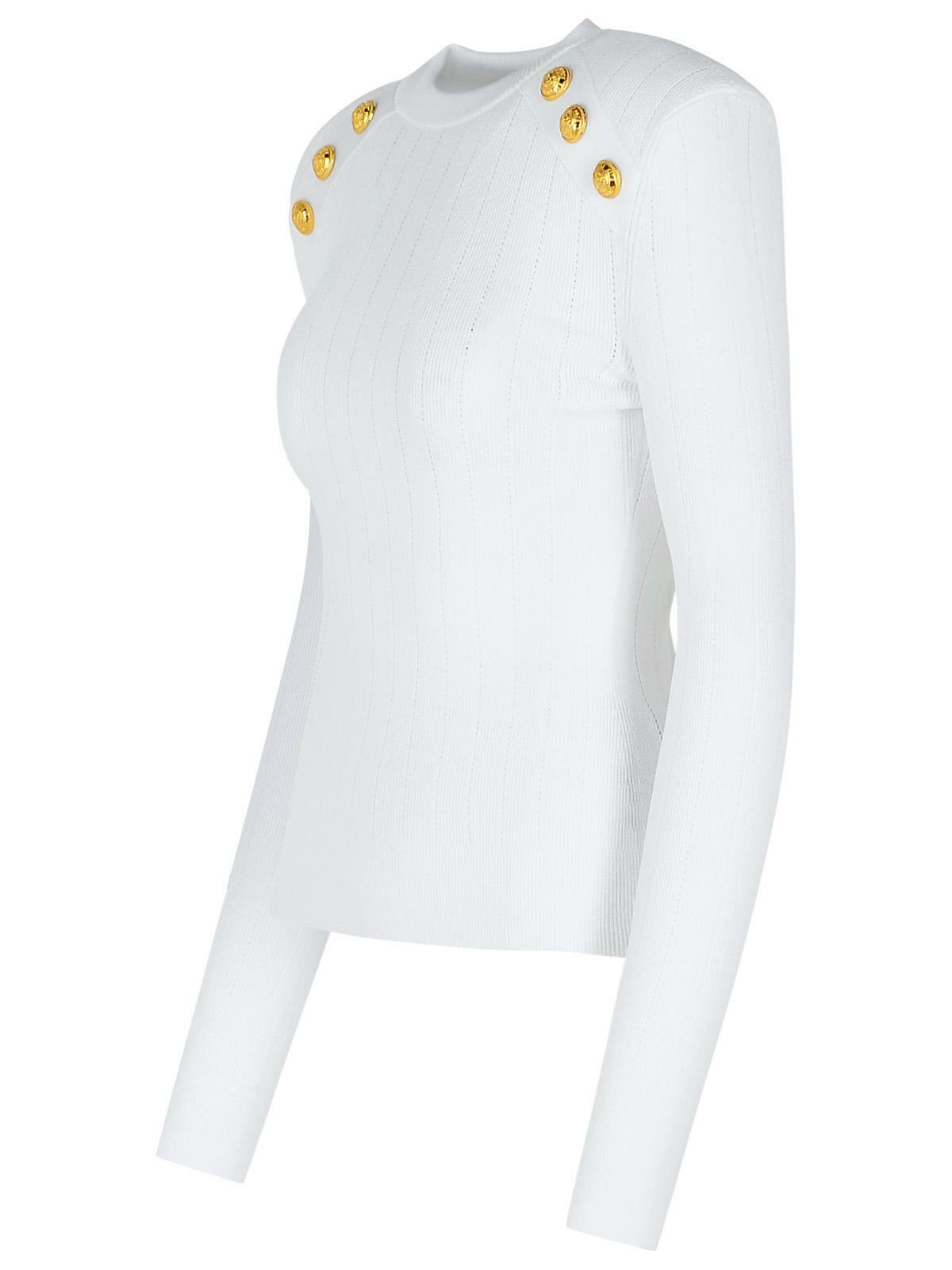 Balmain White Viscose Blend Sweater Balmain