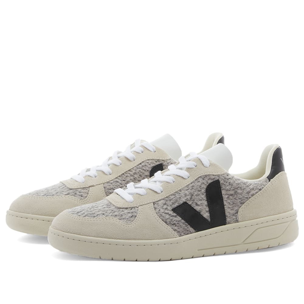 Veja Men's V-10 Vegan Basketball Sneakers in Snow/Black VEJA