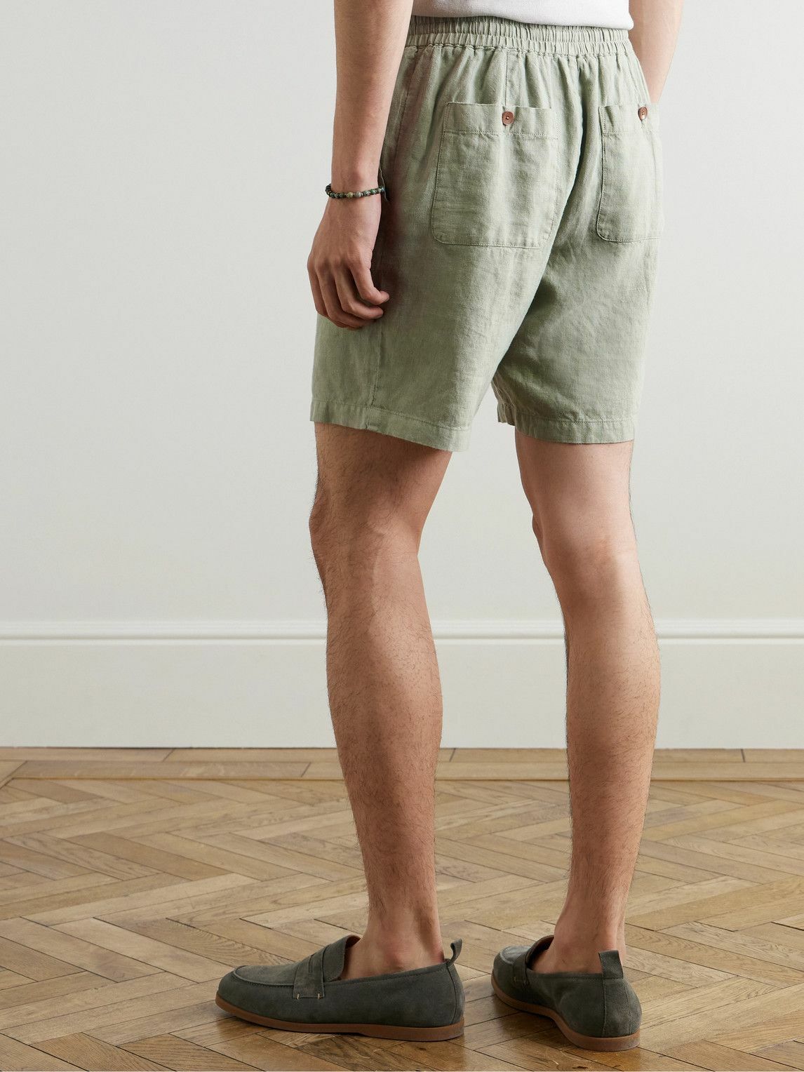 Mr P. - Straight-Leg Garment-Dyed Linen Drawstring Bermuda Shorts ...