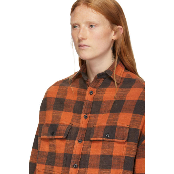 R13 Orange Cropped Work Shirt R13
