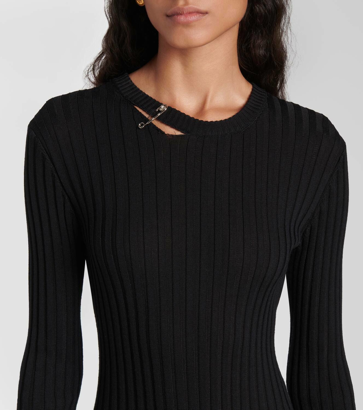Versace Safety Pin Ribbed Knit Minidress Versace
