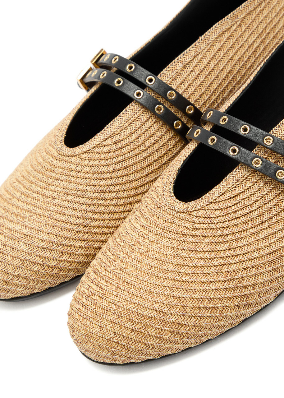 Alaïa Raffia Ballet Flats Beige ALAÏA