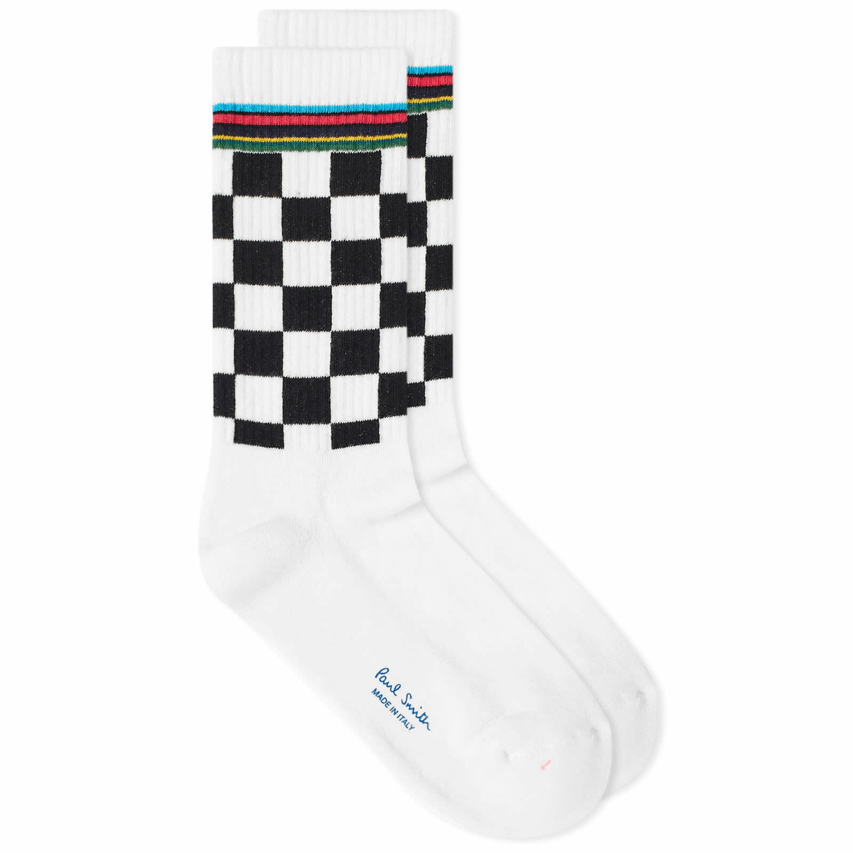 Paul Smith Men's Checkerboard Socks in Whites Paul Smith