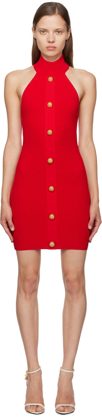 Balmain Red Halter Neck Minidress Balmain