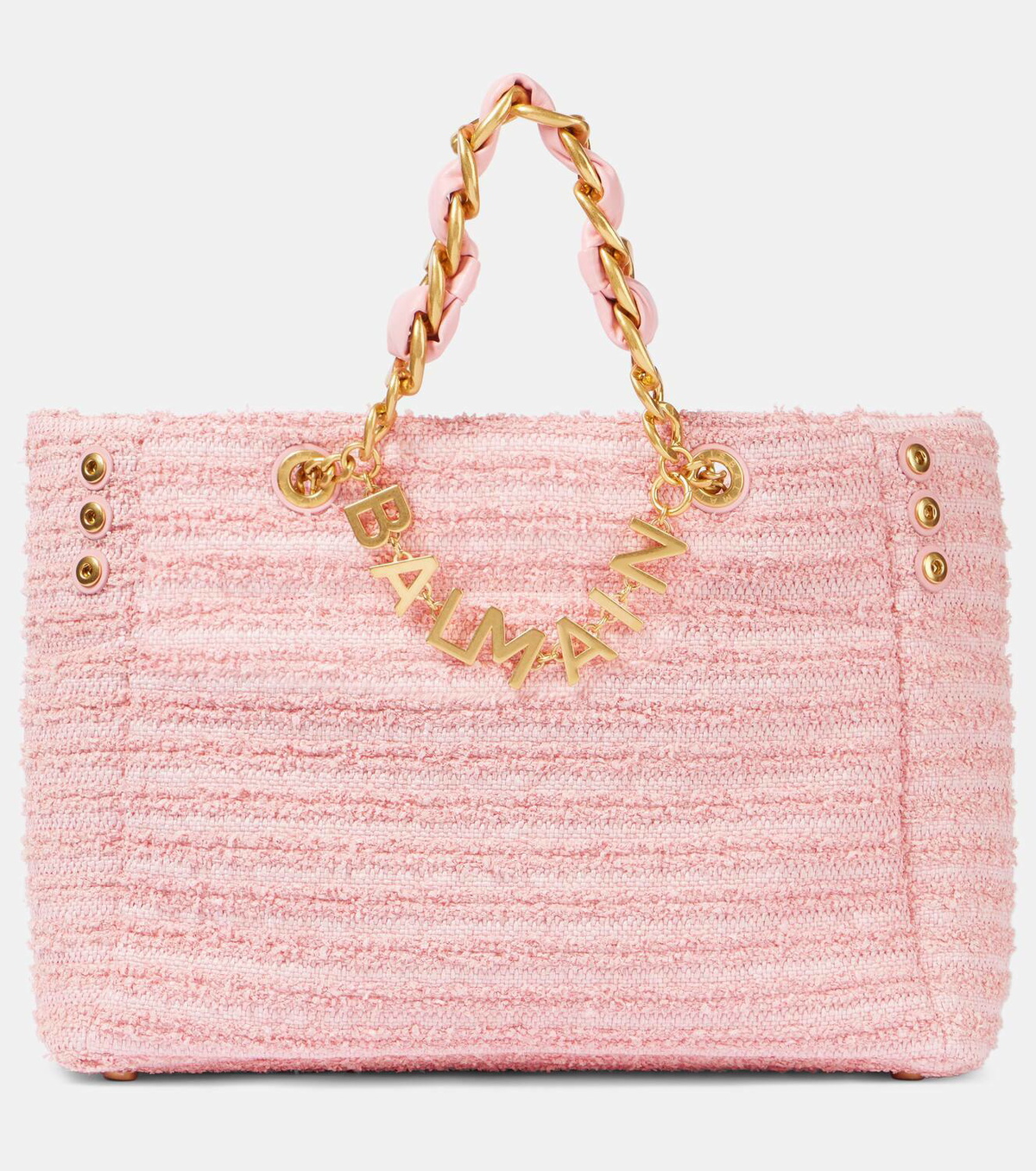 Balmain 1945 raffia leather-trimmed tote bag Balmain