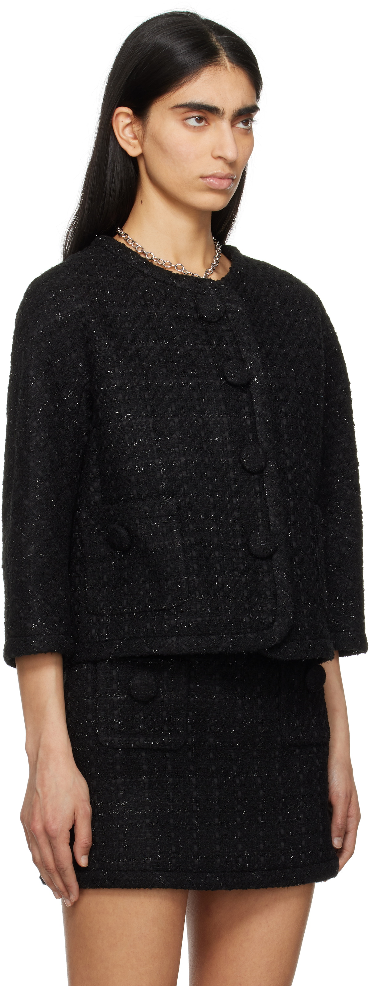 Marc Jacobs Black Tweed Backwards Lady Jacket Marc Jacobs