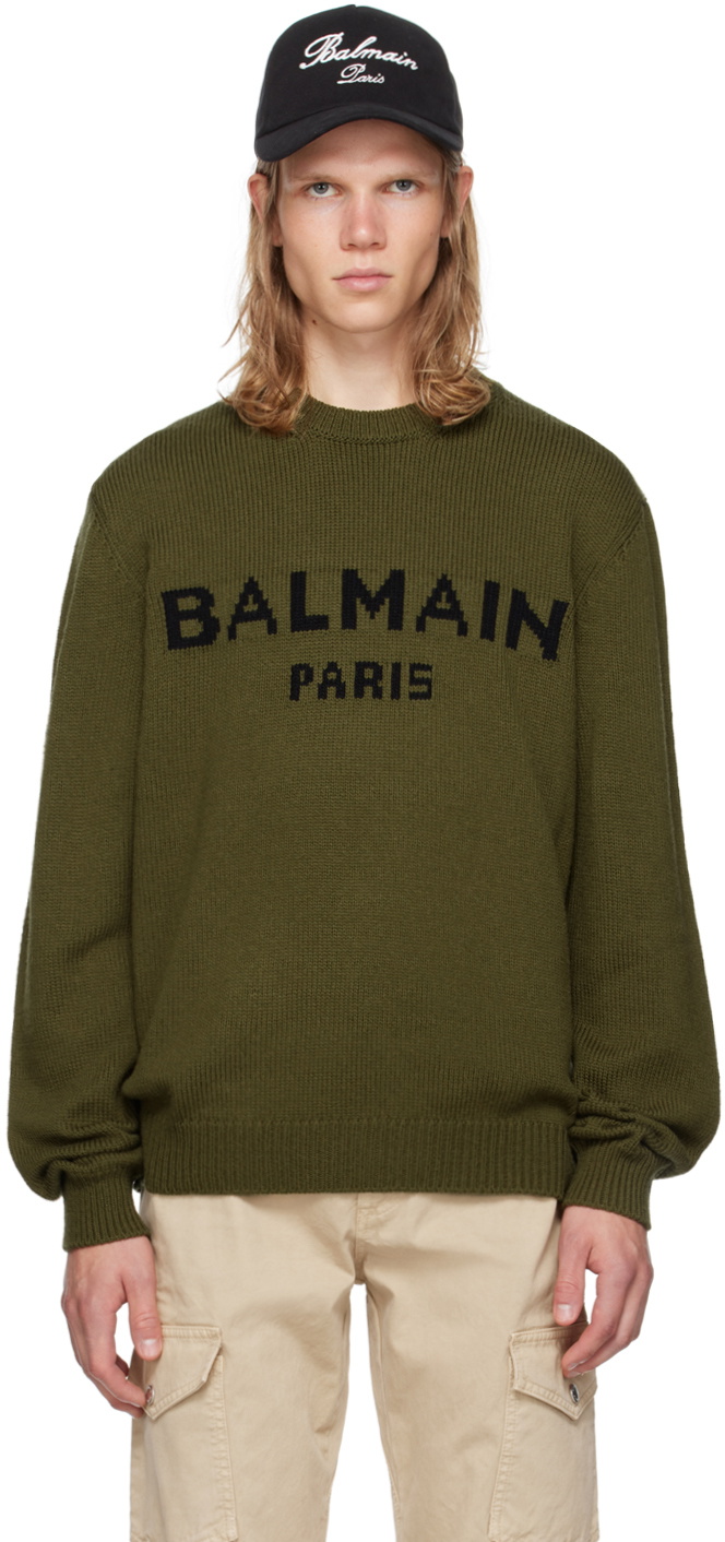Balmain Khaki Wool 'Balmain Paris' Sweater Balmain