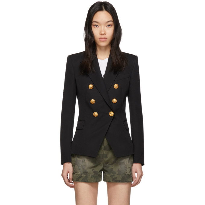 Balmain Black Wool Classic Double-Breasted Blazer Balmain
