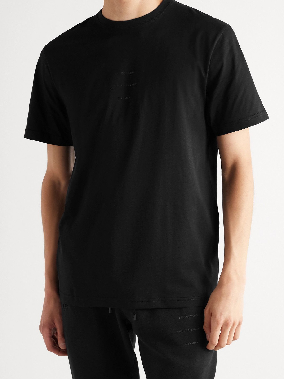 HAYDENSHAPES - Arsham Stampd Logo-Print Cotton-Jersey T-Shirt - Black ...