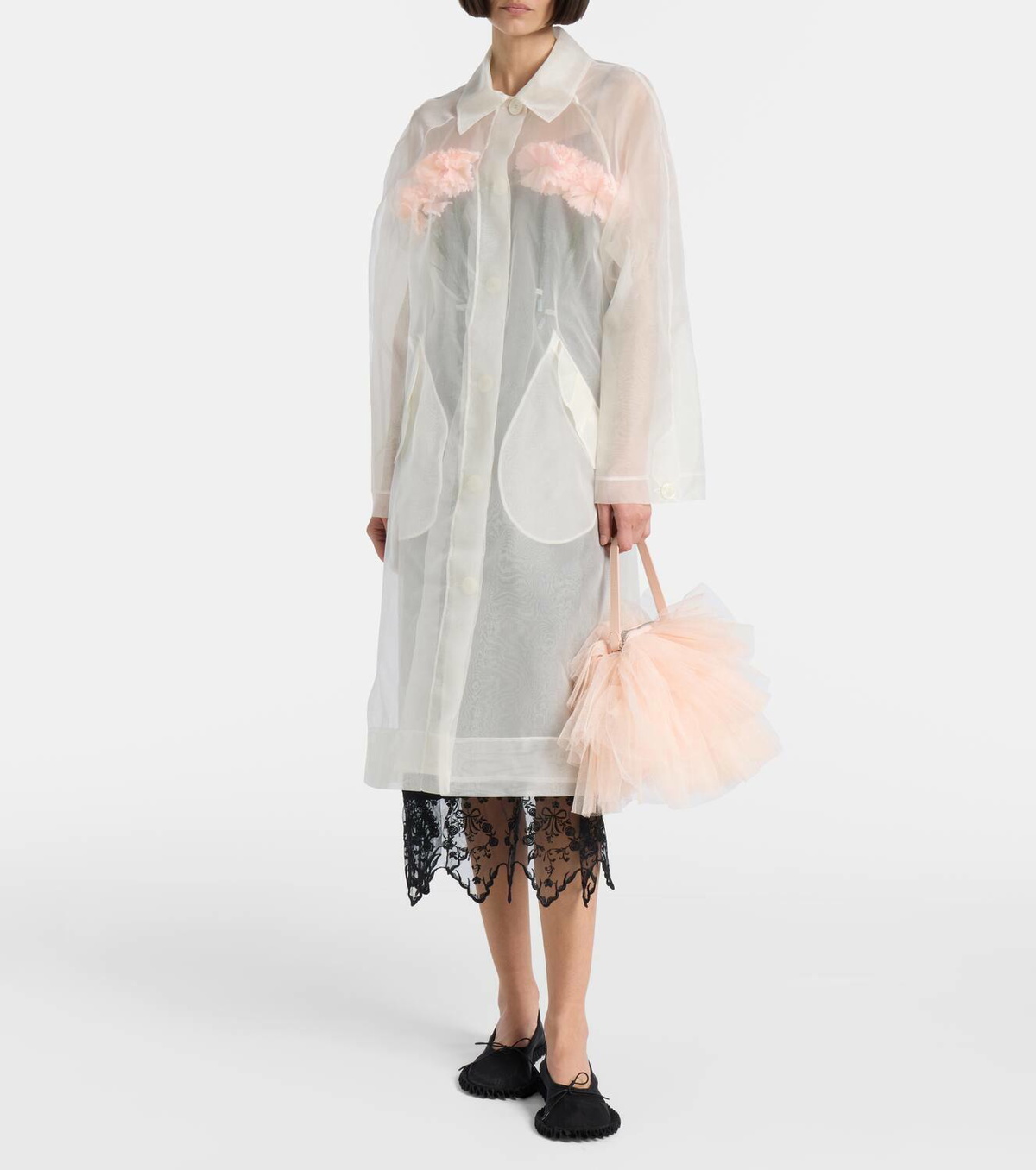 Simone Rocha Stuffed Carnation sheer silk organza coat Simone Rocha