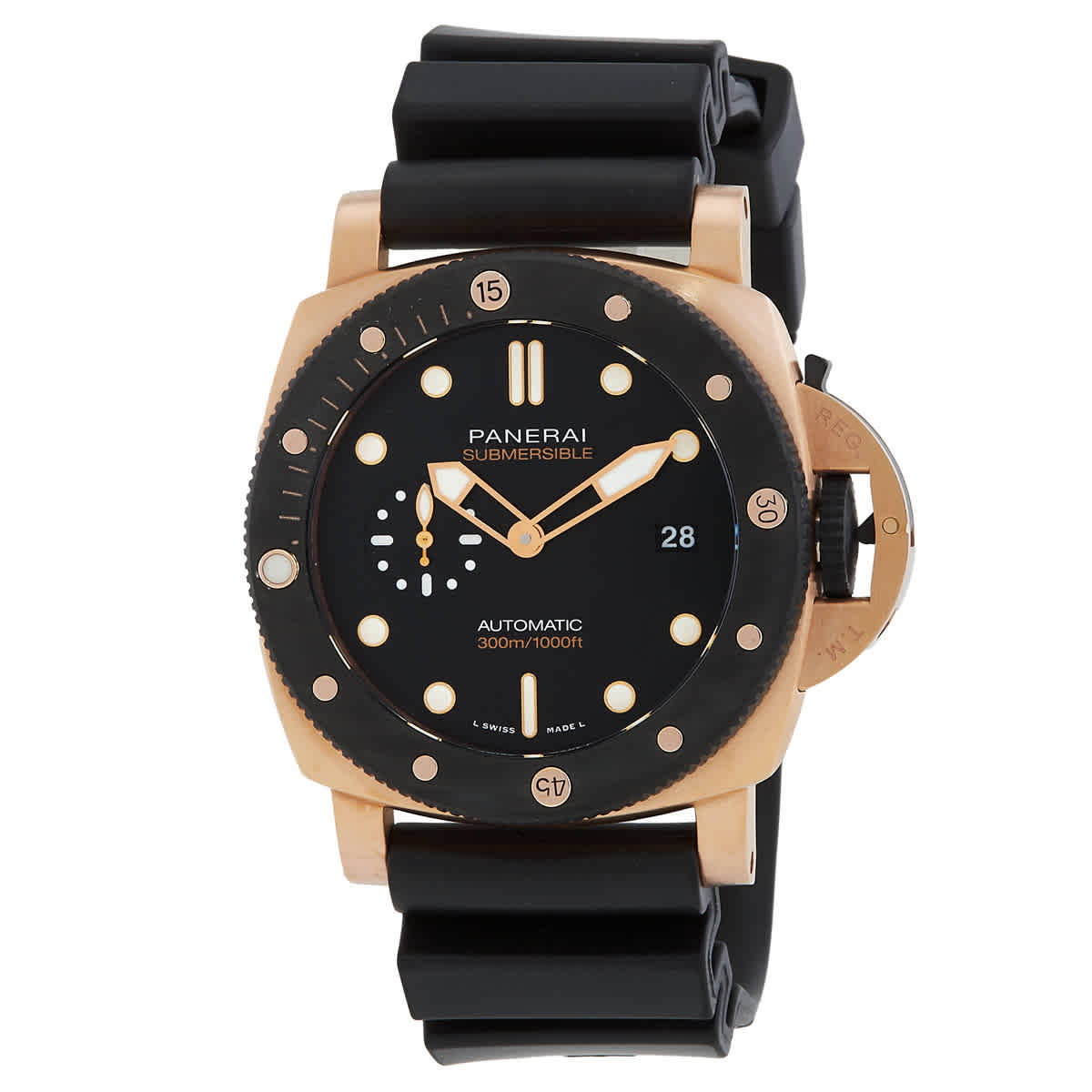 Panerai Submersible Goldtech OroCarbo Automatic Black Dial Mens Watch ...