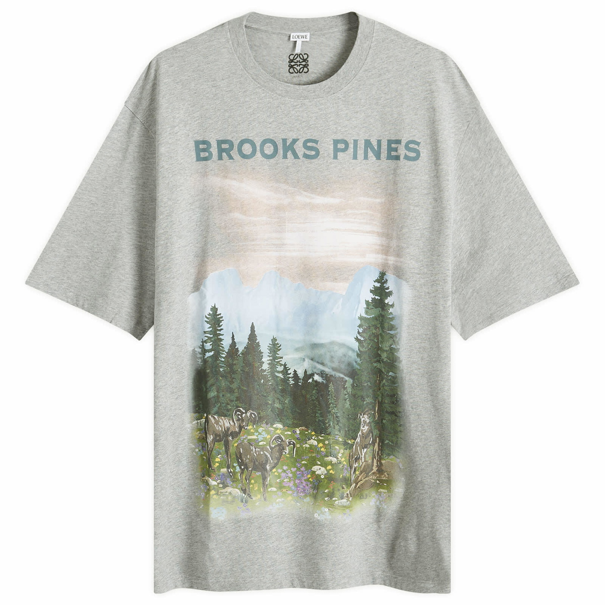 Loewe Men's Brooks Pines T-Shirt in Grey Melange Loewe Loewe Men's Brooks Pines T-Shirt in Grey Melange Loewe