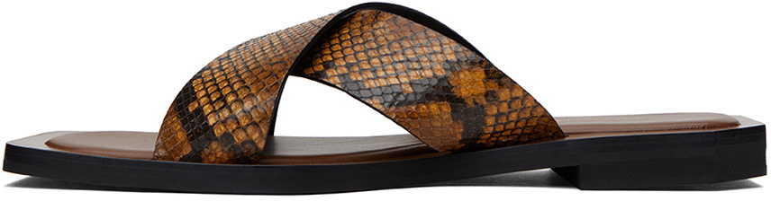 Wales Bonner Brown Snake-Embossed Sandals Wales Bonner