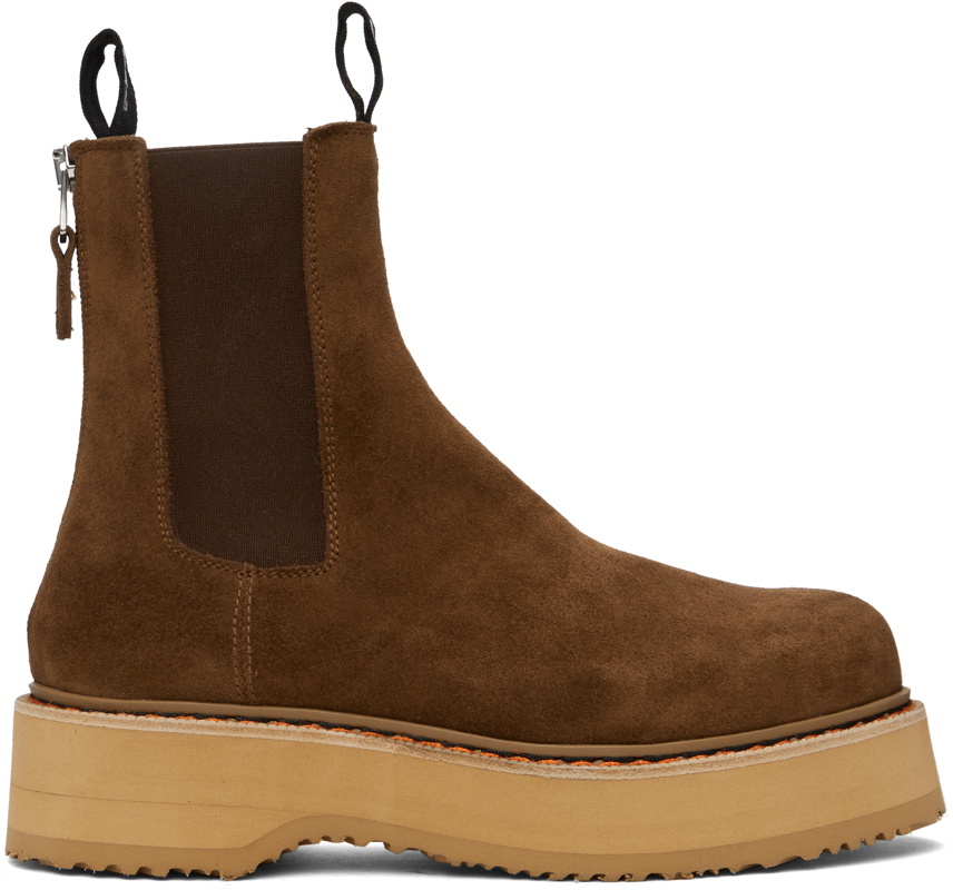 R13 Brown Single Stack Chelsea Boots R13